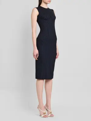 Dolce & Gabbana Pinstriped Stretch-virgin Wool Bustier Dress