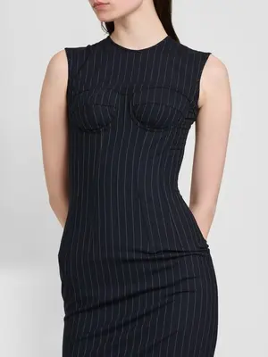 Dolce & Gabbana Pinstriped Stretch-virgin Wool Bustier Dress