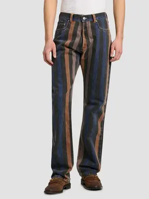 Versace Striped Cotton Straight-leg Jeans - Multicolor