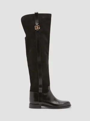 Dolce & Gabbana Equestrian Suede & Leather Boots