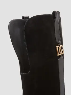 Dolce & Gabbana Equestrian Suede & Leather Boots