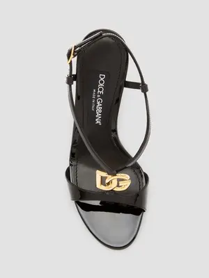 Dolce & Gabbana Vernice 105mm Patent Leather Stiletto Sandals - Nero