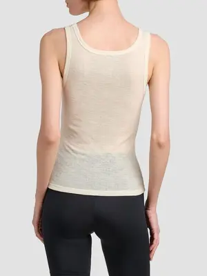 Versace La Vacanza Crystal Logo Rib-knit Tank