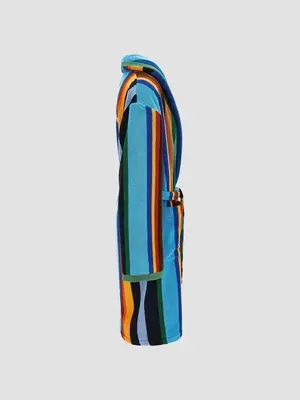 Versace Medusa Jacquard Striped Terry Robe - Blue Multicolor