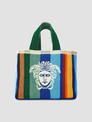 Versace Striped Jacquard Medusa Tote Bag