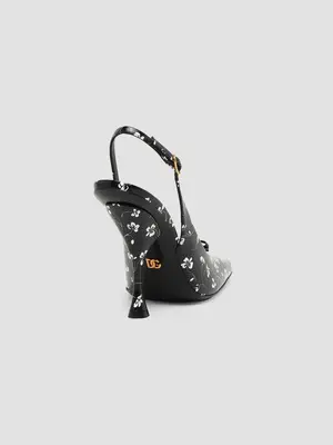 Dolce & Gabbana 105mm Floral Leather Slingback Pumps
