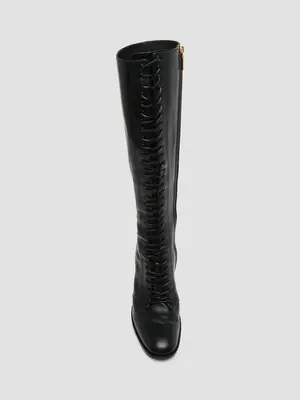 Dolce & Gabbana Round Toe 90mm Leather Knee-high Boots