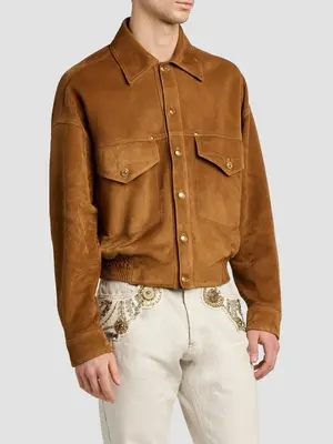 Versace Suede Drop-shoulder Blouson Jacket