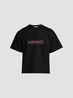 Versace Logo-embroidered Cotton T-shirt
