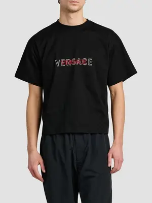Versace Logo-embroidered Cotton T-shirt