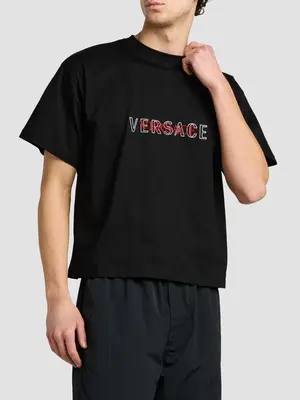 Versace Logo-embroidered Cotton T-shirt