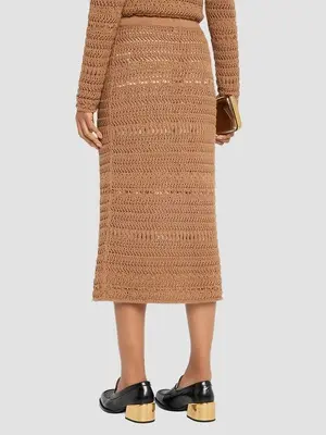 Fabiana Filippi Sequined Cotton-linen Pencil Skirt
