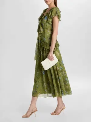 Cinq À Sept Sevi Windswept Floral Midi Dress - Iguana Multi