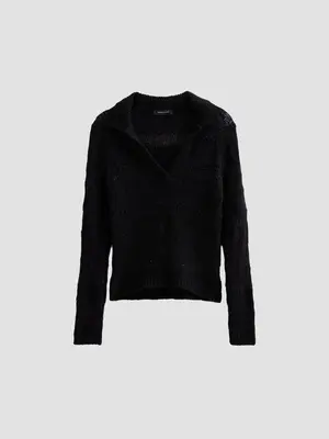 Fabiana Filippi Platinum Johnny Collar Wool-silk Blend Polo Sweater