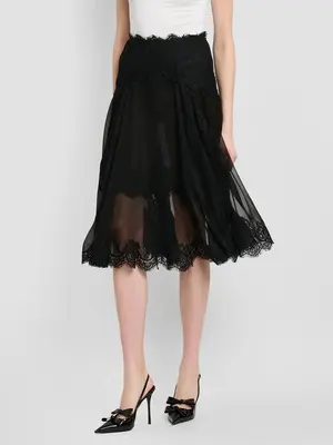 Dolce & Gabbana Lace-trimmed Chiffon Knee-length Skirt