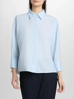 Fabiana Filippi Bistretch Wool Tulle-trim Button-front Shirt - Acqua