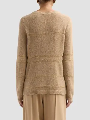 Fabiana Filippi Platinum Sequin Striped Crewneck Sweater