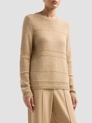 Fabiana Filippi Platinum Sequin Striped Crewneck Sweater