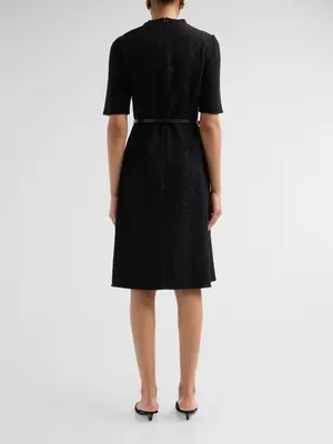 Fabiana Filippi Sequined Virgin Wool-blend Belted Knee-length Dress