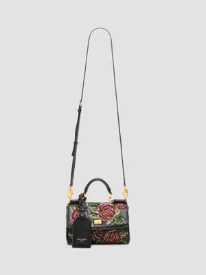 Dolce & Gabbana Sicily Floral Embroidered Top Handle Bag