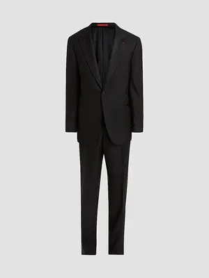 Isaia Peak-lapel Wool Tuxedo - Black