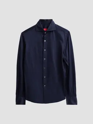Isaia Jersey Long-sleeve Shirt - Navy