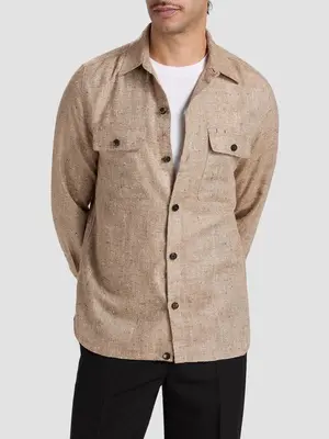 Isaia Herringbone Donegal Overshirt