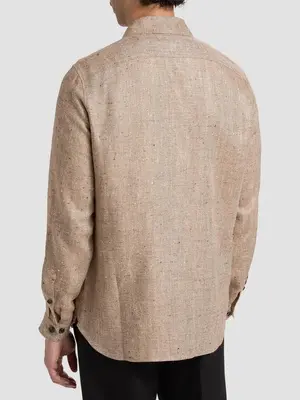 Isaia Herringbone Donegal Overshirt