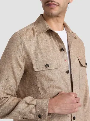 Isaia Herringbone Donegal Overshirt