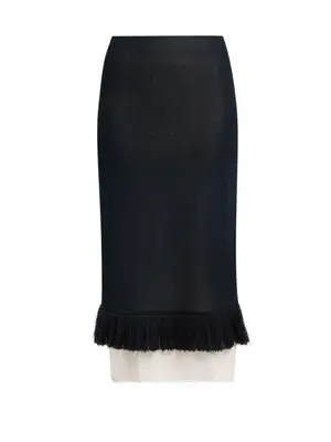 Bottega Veneta Layered Fringe-hem Fluid Silk-knit Midi-skirt