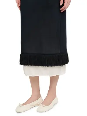 Bottega Veneta Layered Fringe-hem Fluid Silk-knit Midi-skirt