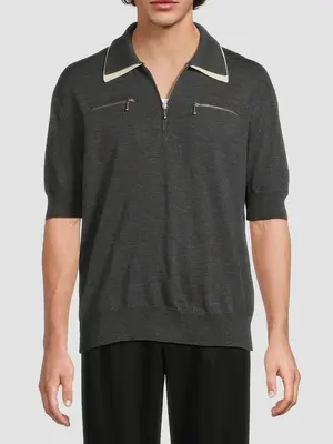 JIL SANDER Wool Knit Relaxed-fit Polo Sweater