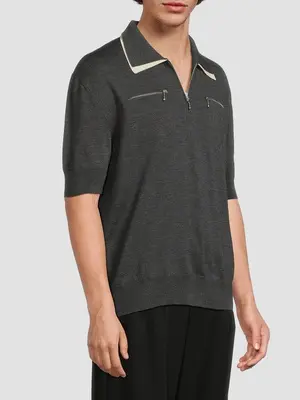 JIL SANDER Wool Knit Relaxed-fit Polo Sweater