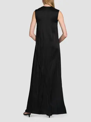 JIL SANDER Crinkle Satin Sleeveless Maxi Dress