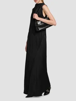 JIL SANDER Crinkle Satin Sleeveless Maxi Dress
