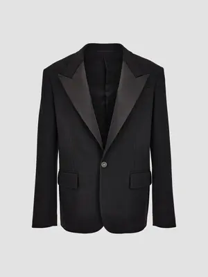 Versace Stretch-virgin Wool Peak-lapel Blazer - Black