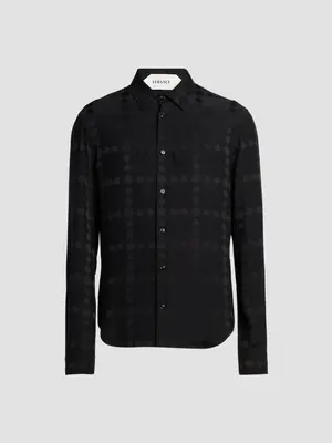 Versace Vintage Medusa Silk Crepe Jacquard Shirt - Black