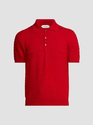 Versace Textured Wool Knit Polo Sweater