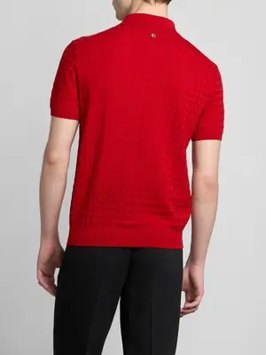 Versace Textured Wool Knit Polo Sweater