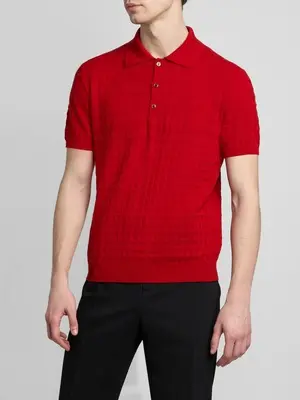 Versace Textured Wool Knit Polo Sweater