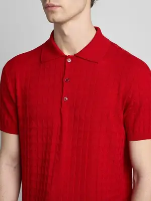 Versace Textured Wool Knit Polo Sweater