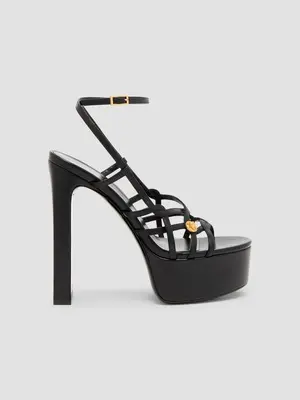 Versace 140mm Medusa-detail Leather Platform Sandals - Black