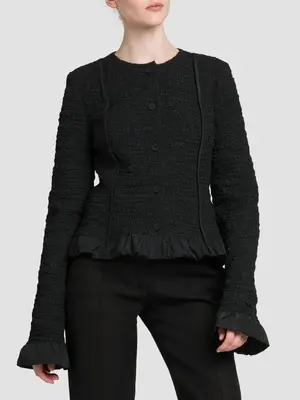 JIL SANDER Smocked Fitted Frill Jacket
