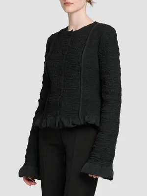 JIL SANDER Smocked Fitted Frill Jacket