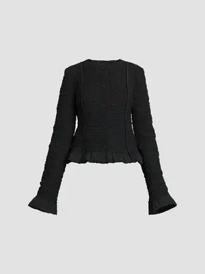 JIL SANDER Smocked Fitted Frill Jacket - Black
