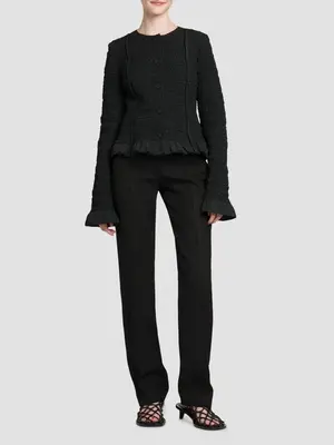 JIL SANDER Smocked Fitted Frill Jacket