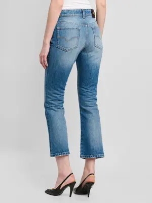 Versace Stone-wash Crop Slim Jeans