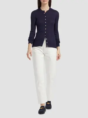 JIL SANDER Superfine Seamless Silk Rib-knit Cardigan