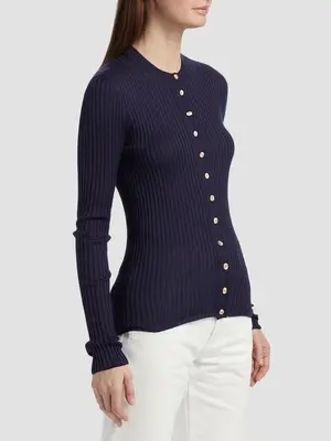 JIL SANDER Superfine Seamless Silk Rib-knit Cardigan