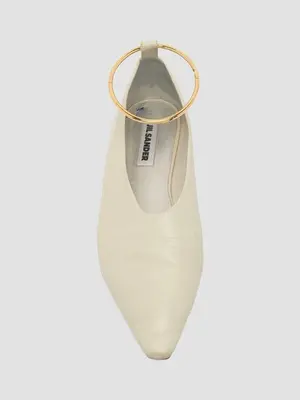 JIL SANDER Ring Leather Ballerina Flats - Bone
